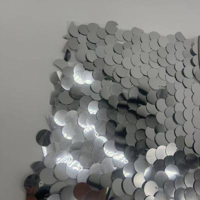 Cina 100% poliestere big silver sequins tessuto ricamo spessore variabile in vendita