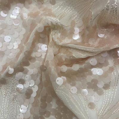 Cina Mesh Sequins Embroidery Fabric 95%P 5%SP 230GSM Fabric Embroidered For Party  Dresses in vendita