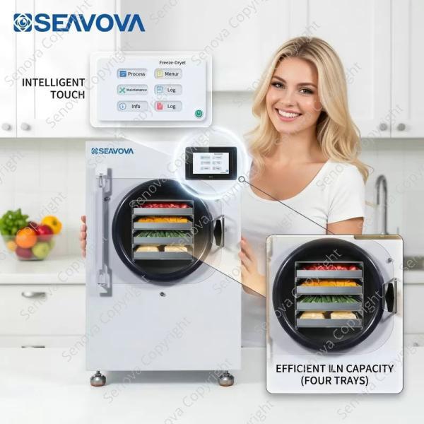 Quality 4kg/batch Stainless Steel Home Freeze Dryer with One-key Start and Clear Acrylic Door for sale