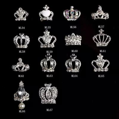 China 3D Crown Bow Tie Silver Multicolor Glitter Alloy Jewelry Nail Art Tip Decoration ML54-67 for sale