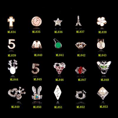 China Rose Gold Color Fashion Alloy Jewelry 3D DIY Rhinestone Nail Art Glitters Slices ML834-853 for sale