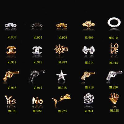 China Fashion Gold&Silver Gun Metal 3D alloy nail art charms 3D nail jewelry ML906-926 for sale