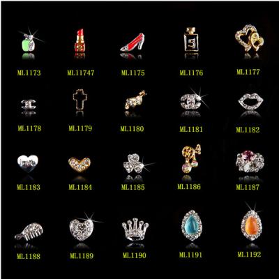 China Heart Charm Nail Decorations Glitter Alloy Jewelry Rhinestones Nail Art Studs ML1173-1192 for sale