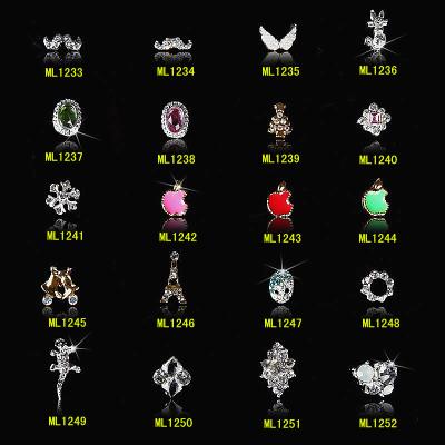 China 3D Nail Charms Stone Rhinestone Nail Art Tips Nail Bronze Alloy Decoration ML1233-1252 for sale