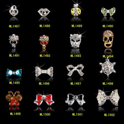 China Gold Silver Rhinestone Alloy Skull Nail Art New Arrival Halloween Nail Jewelry ML1487-1502 for sale