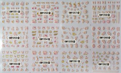 China Gold Colorful Gel  3D Cartoon Nail Art Sticker Tip Decal Manicure-SMY251-262D for sale
