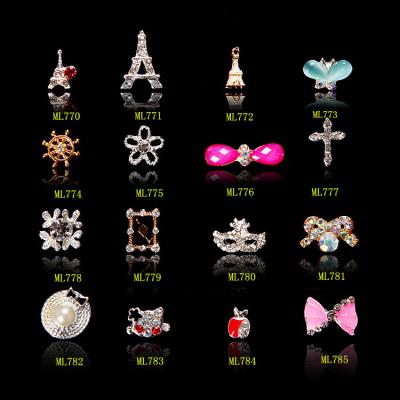 China Hot NEW Wholesale Alloy Jewelry 3D Nail Art Jewelry Nail rhinestones Sticker Supplier Number ML770-785 for sale