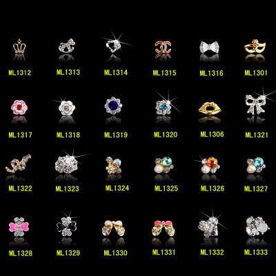 China Hot NEW Wholesale Alloy Jewelry 3D Nail Art Jewelry Nail rhinestones Sticker Supplier Number ML1312-1333 for sale