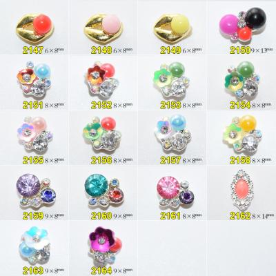 China Hot NEW Wholesale Alloy Jewelry 3D Nail Art Jewelry Nail rhinestones Sticker Supplier Number ML2147-2164 for sale