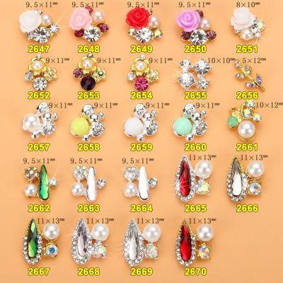 China Hot NEW Wholesale Alloy Jewelry 3D Nail Art Jewelry Nail rhinestones Sticker Supplier Number ML2647-2670 for sale
