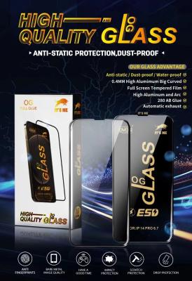 China OG Glass ESD HD28 Anti Static clear Screen Protector AB  Thick Glue 0.4MM Hing Alumin Glass 150C Super Large Radian Te koop