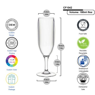 Cina Dishwasher Safe Plastic Champagne Glasses Customized Color Unbreakable Champagne Flutes in vendita