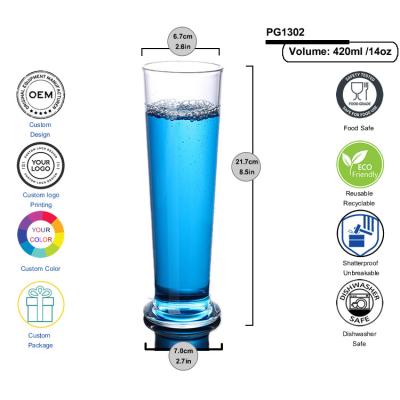 Cina Eco - Friendly Unbreakable Plastic Pilsner Beer Glasses For Parties Shatterproof Recyclable in vendita