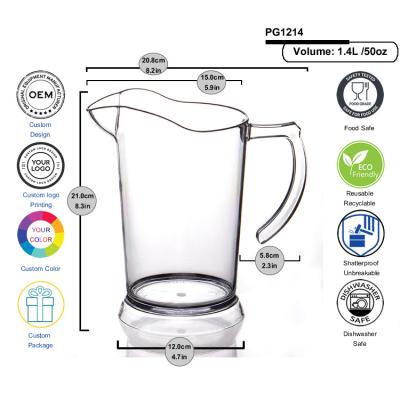 Cina caraffa per l'acqua di plastica della caraffa della bevanda di 1.4L Juice Pitcher Wine Decanter Large in vendita