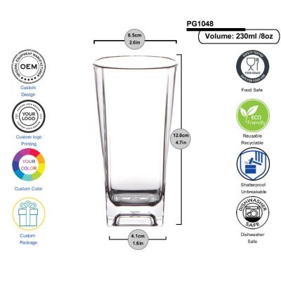 Cina Bicchiere di plastica di PS del quadrato per acqua e succo 230ml in vendita