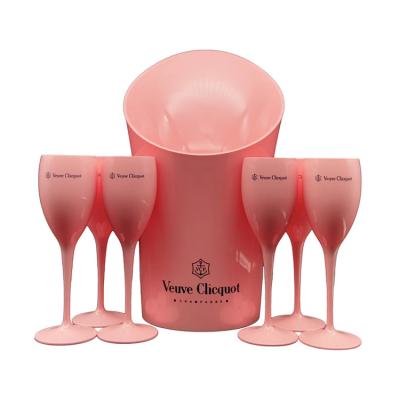 Cina 6oz classico Champagne Glasses Veuve Clicquot Yellow di plastica rosa Champagne Flutes in vendita