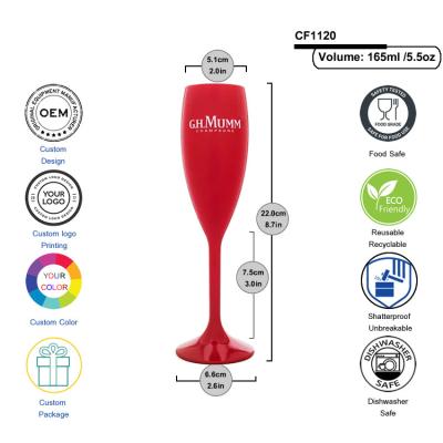 China Chandon Gekleurd Acryl de Wijnglas van Polycarbonaatchampagne flutes 165ml 5.5oz Te koop