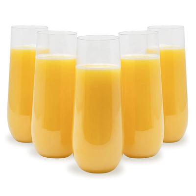 Cina Clear Plastic Champagne Glasses Unbreakable Food Grade Durable Stemless Champagne Flutes in vendita