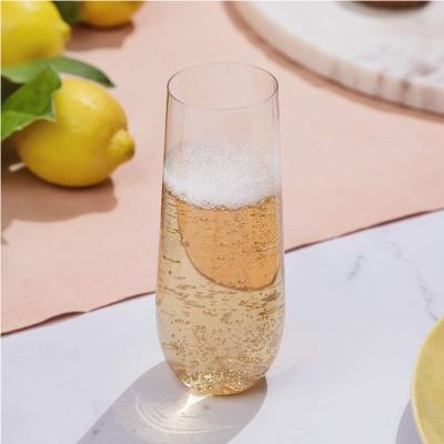 Cina Clear Plastic Champagne Glasses Unbreakable Food Grade Durable Stemless Champagne Flutes in vendita