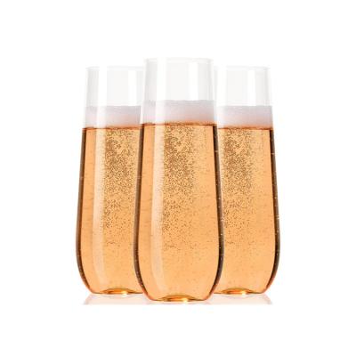 Cina Clear Plastic Champagne Glasses Unbreakable Food Grade Durable Stemless Champagne Flutes in vendita