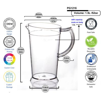 Cina Logo Plastic Beer Pitcher Cooler su ordinazione 1600ml BPA libero in vendita