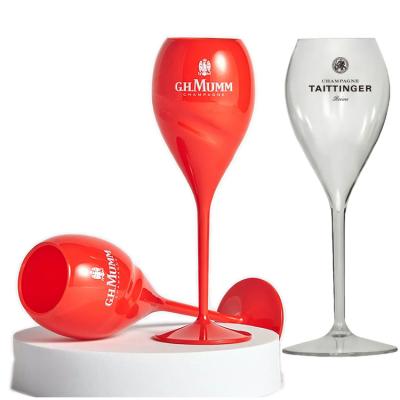 China G.H. Mumm acrilico infrangibile Champagne Glasses Red Plastic Tulip Champagne Flutes for sale