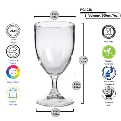 Cina Piccoli vetri di vino di plastica acrilici infrangibili eleganti 7oz in vendita