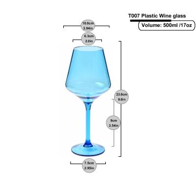 Cina Calice di plastica senza BPA acrilico riutilizzabile staccato colorato infrangibile del vino di vetro di vino in vendita