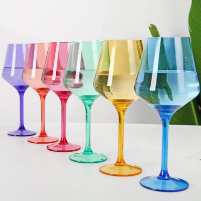 Cina Calice di plastica senza BPA acrilico riutilizzabile staccato colorato infrangibile del vino di vetro di vino in vendita
