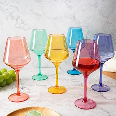 Cina Calice di plastica senza BPA acrilico riutilizzabile staccato colorato infrangibile del vino di vetro di vino in vendita