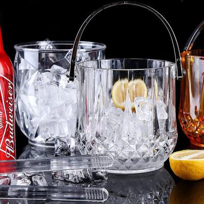 Cina Household Acrylic Champagne Ice Bucket Bar Transparent Diamond Shape Silver Handle in vendita