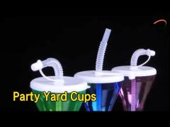 PET Party Yard Cups 20oz Food Grade Reusable Cold Beverages With Lids Straws