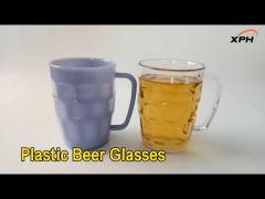 Reusable Plastic Beer Glasses Mugs 21oz Shatterproof With Handles