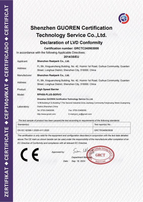 RPH08-PLUS-SERVO CE-LVD - Shenzhen Realpark Co., Ltd.