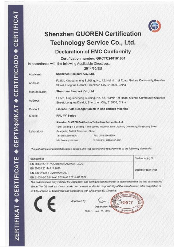 RPL-YY CE-EMC - Shenzhen Realpark Co., Ltd.