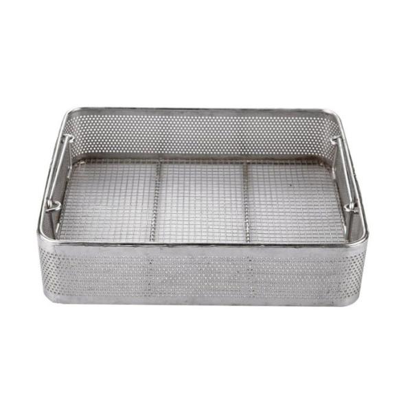 Quality Stainless Steel Medical Sterilization Metal Mesh Basket With Locking Lid for sale