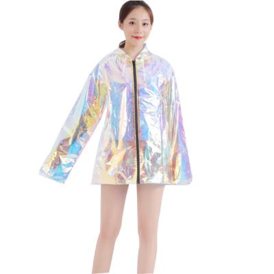 Cina Gli adulti dell'OEM piovono i cappotti con le strisce riflettenti iridescenti zippano su in vendita
