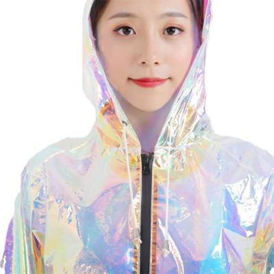 Cina Gli adulti dell'OEM piovono i cappotti con le strisce riflettenti iridescenti zippano su in vendita