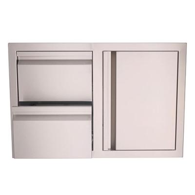 Cina Cassetto per porta da cucina da esterno in acciaio inossidabile combinato due cassetti una porta di accesso da 45 pollici in vendita