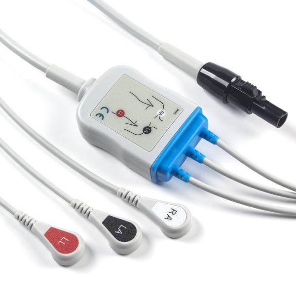 Kontron ECG Cables And Leadwires 125 128 VSM510 3 Lead AHA Snap 7Pin Connector ECG Cable