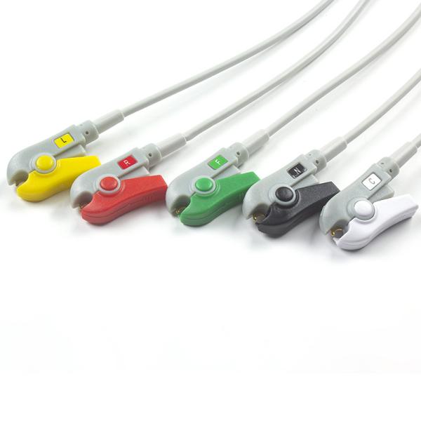 Siemens Patient Cable ECG 5 Lead Siemens IEC Grabber ECG Lead for Adult or Pediatric in Grey