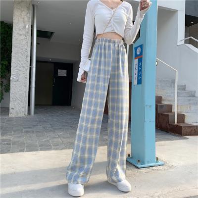 China Vrouwen van het plaid Toevallige Broek van Waisted van de Losse Rechte Been de Hoge Te koop