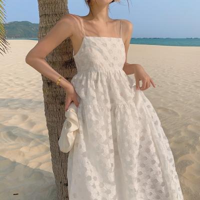 Cina Mezza lunghezza senza maniche bianca posteriore sexy del vestito dalla spiaggia della cinghia 115cm del legame in vendita