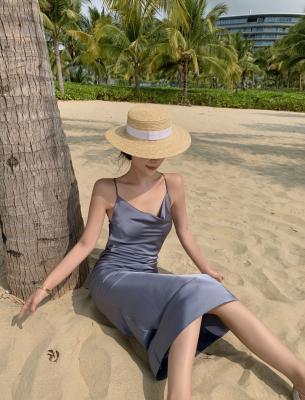 Cina L'abbigliamento da spiaggia delle donne della cinghia dell'imbracatura del raso veste 125cm senza maniche in vendita