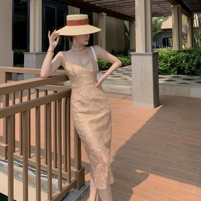 China As férias das mulheres elegantes do envoltório do estilingue do laço vestem 113cm à venda