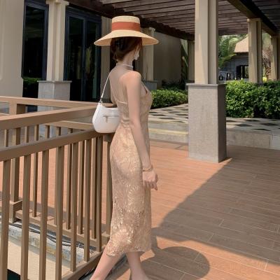 China As férias das mulheres elegantes do envoltório do estilingue do laço vestem 113cm à venda