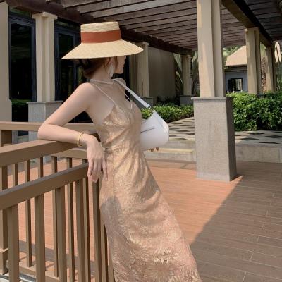 China As férias das mulheres elegantes do envoltório do estilingue do laço vestem 113cm à venda