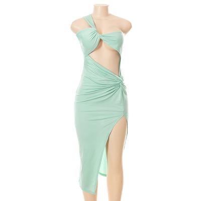 China De sexy Stevige Verdraaide Rug van Maxi Dress Off Shoulder Open van de Ontwerp Hoge Spleet Te koop
