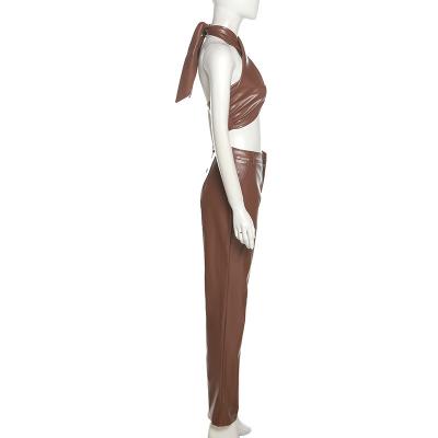 Cina La capezza sexy dell'insieme casuale in due pezzi di Brown conferisce al vestito diritto esile dei pantaloni in vendita