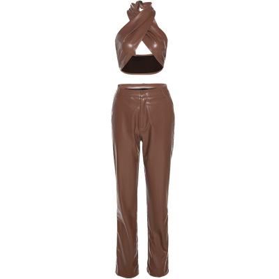 Cina La capezza sexy dell'insieme casuale in due pezzi di Brown conferisce al vestito diritto esile dei pantaloni in vendita
